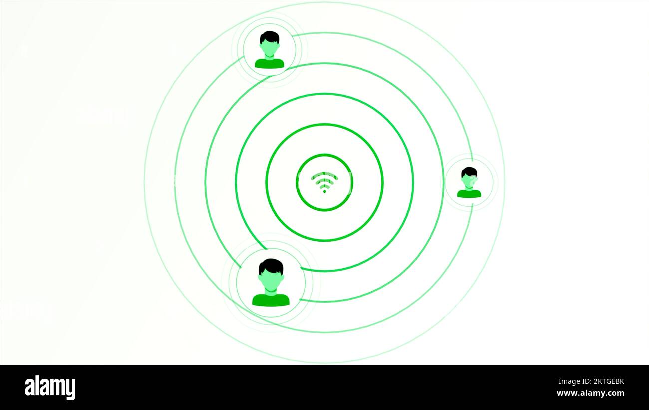 Wi-Fi sign and wave signal. Motion. Animation with Wi-Fi distribution ...
