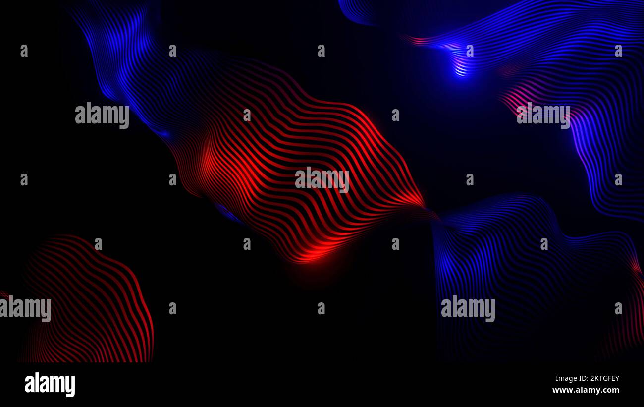 Wavy fabric stripes move in space. Design. Beautiful curved strip moves ...