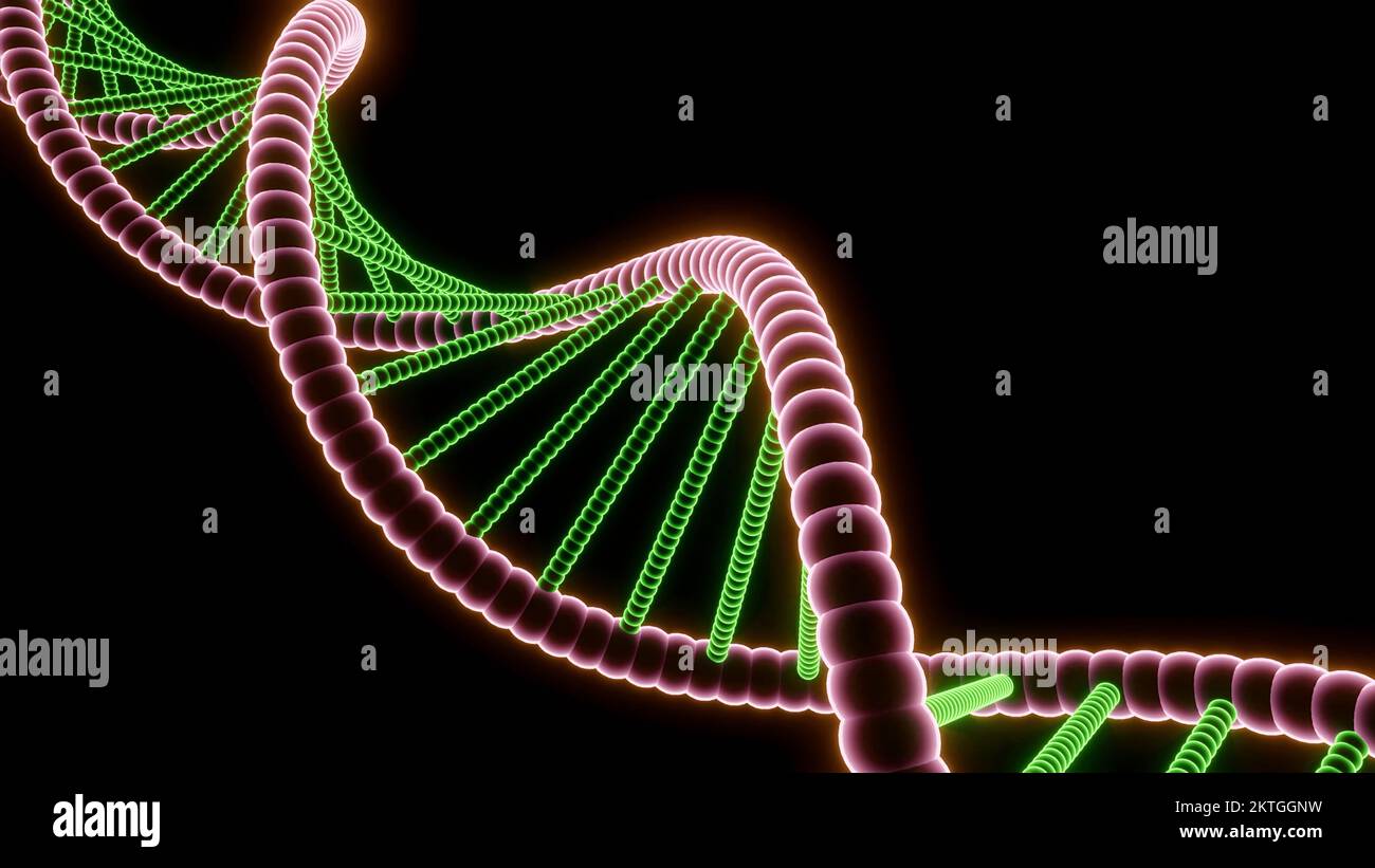 Black background. Design.A bright swirling shape with bright dna-shaped ...