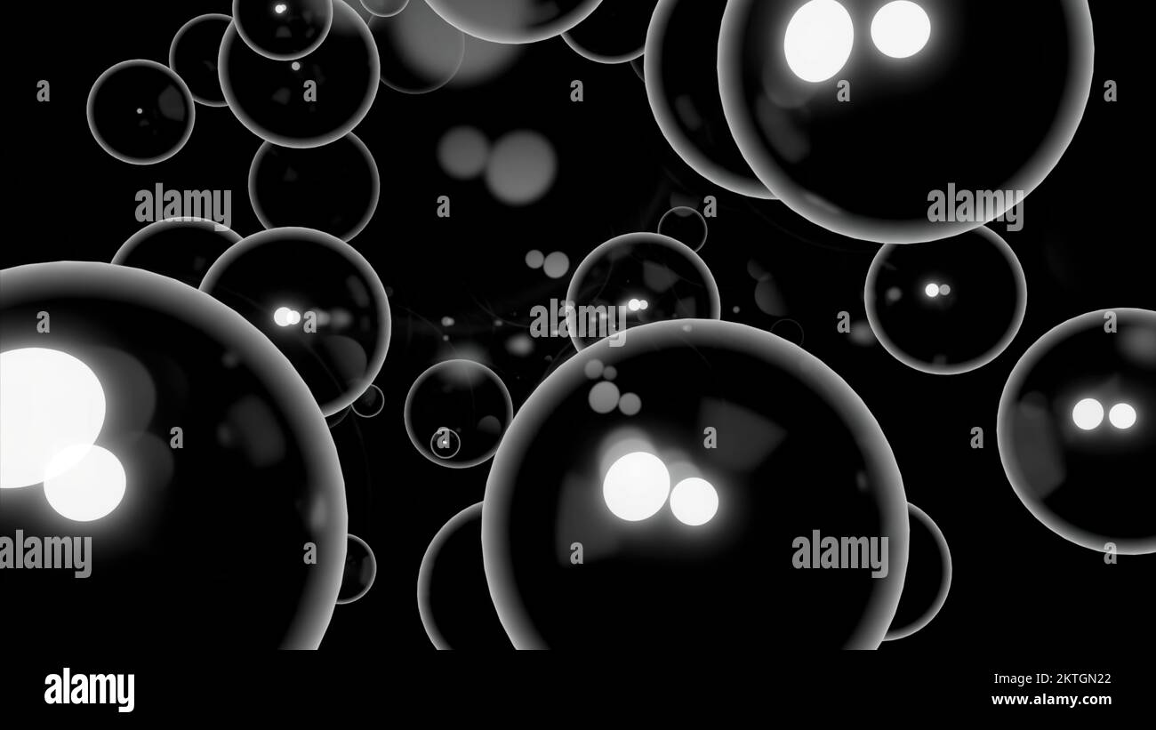 Black background. Design.Bright bubbles with white and yellow ...