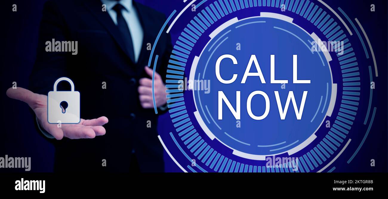 Text caption presenting Call Now, Concept meaning To immediately ...