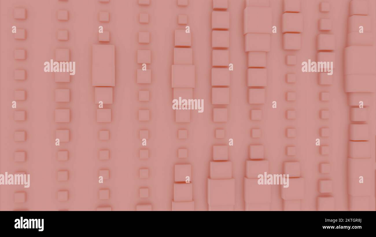Pink wall of cubes rotating with movement of 3D cubic blocks. Design ...