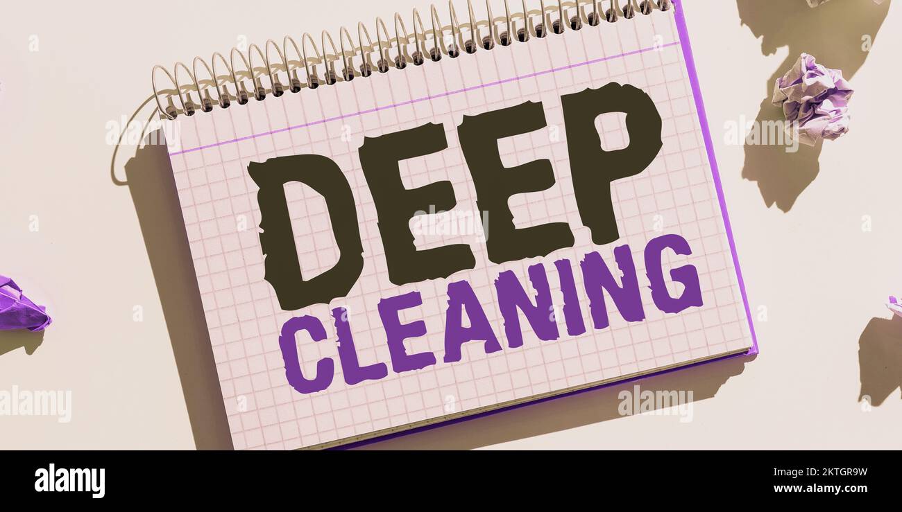 Text caption presenting Deep Cleaning, Business concept an act of ...