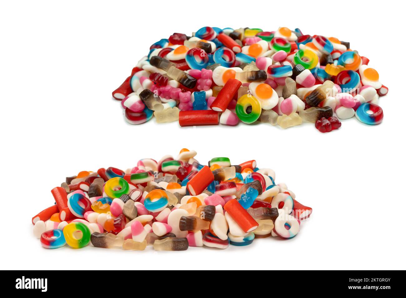 Tasty mix of jelly colorful candies isolated on a white background ...