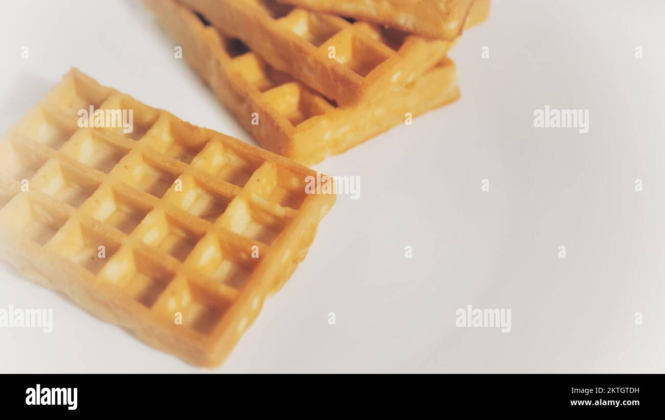 Golden brown Croffle.Fresh croffle on white background.Croissant waffle ...