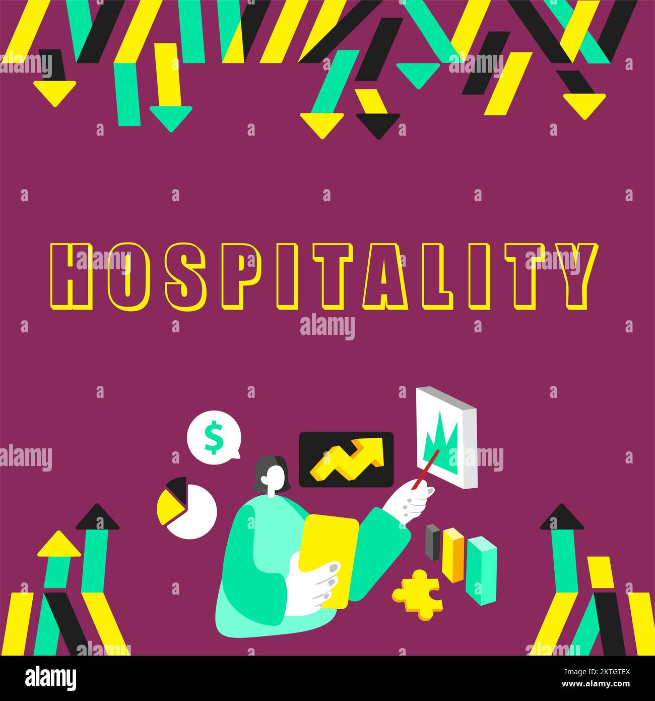 Sign displaying Hospitality, Business showcase the friendly and ...