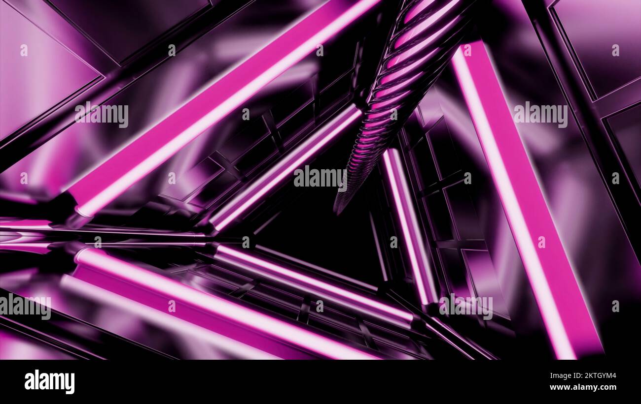 Pink and green background. Desine.A triangular-shaped tunnel that moves ...