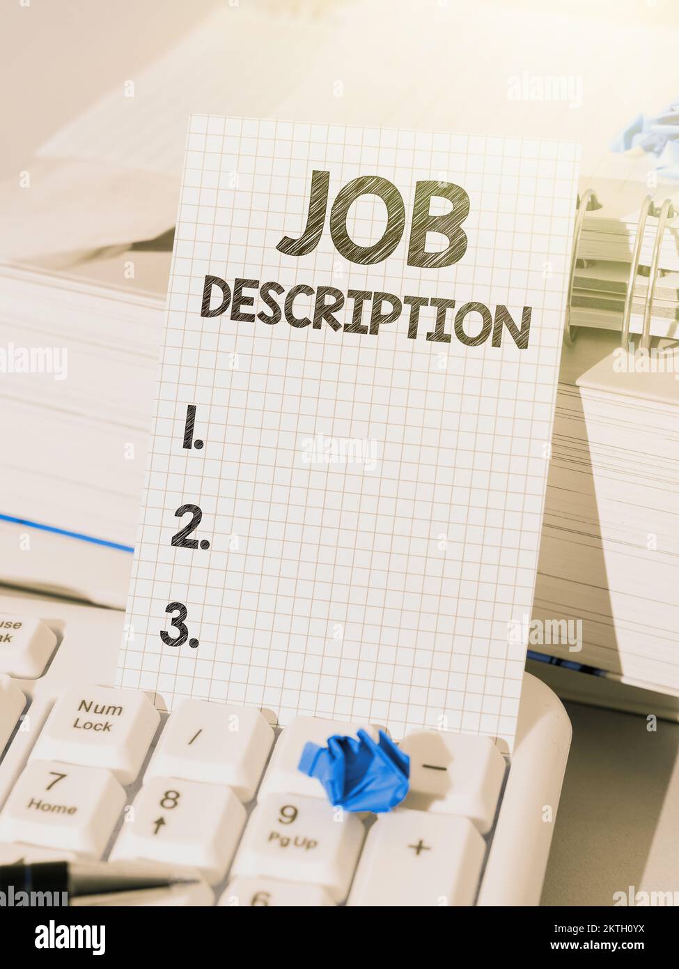 Hand writing sign Job Description, Business showcase A document that ...