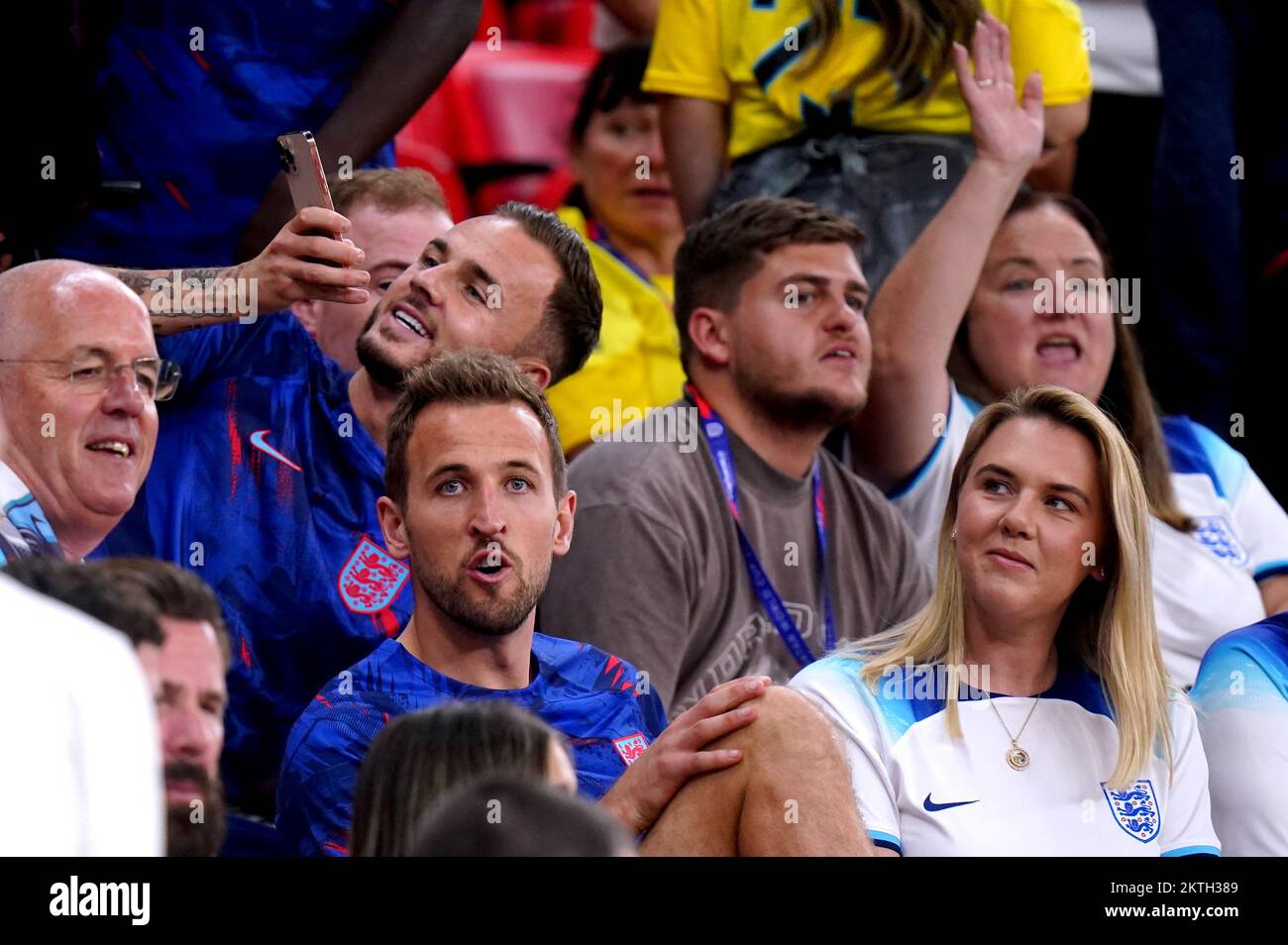 England's Harry Kane with his wife Katie Goodland, (right) after the ...