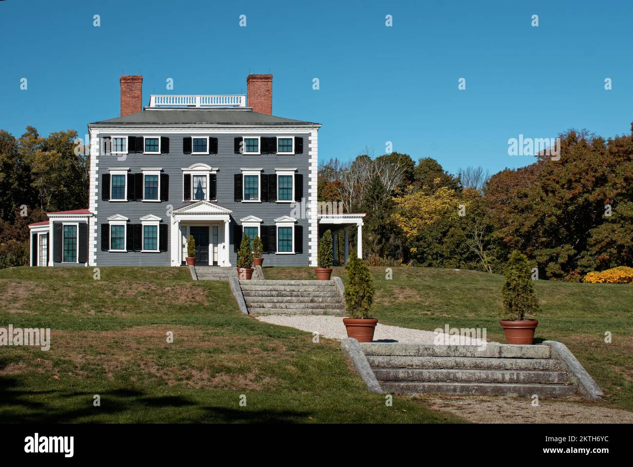 The Codman estate against deep blue sky. Lincoln, Massachusetts Stock ...