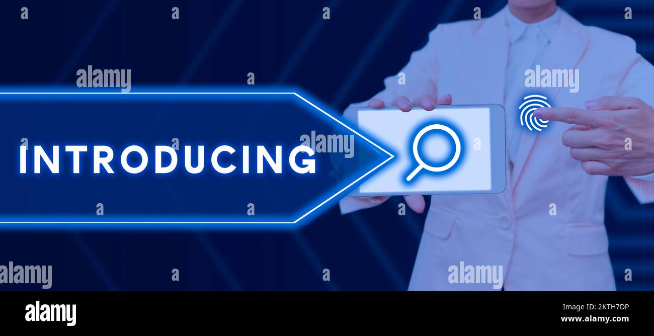 Hand writing sign Introducing, Business idea Presenting a topic or ...