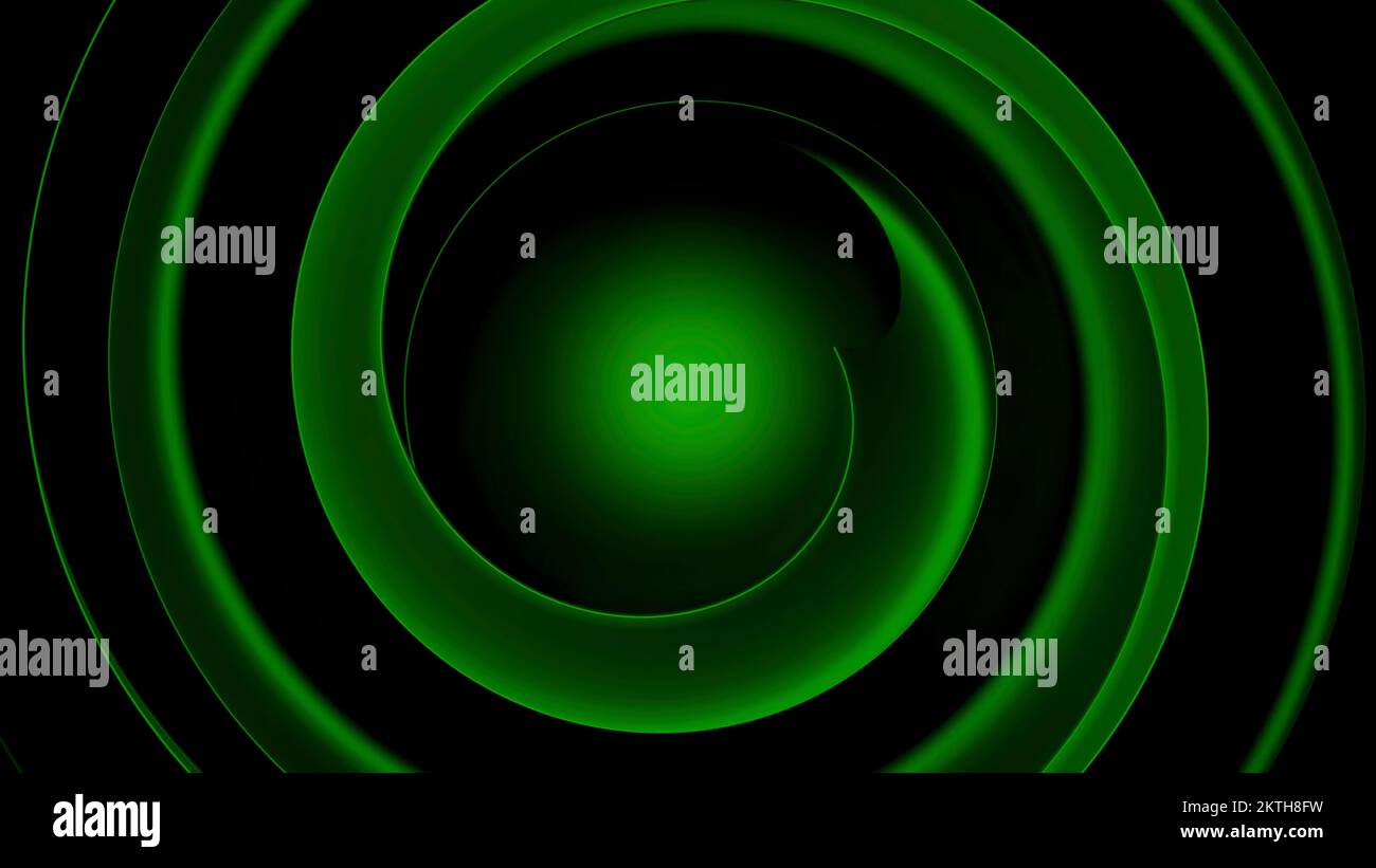 Abstract green spherical objects with ripples around. Design. Swirling ...