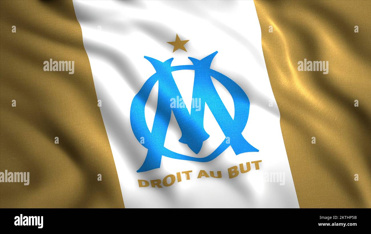 The logo of FC Olympique Marseille. Motion.The emblem of a French professional football club ...