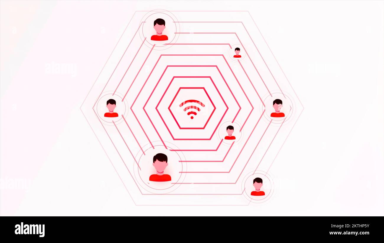 Animation with Wi-Fi signal. Motion. Wi-Fi sign with moving signal and ...