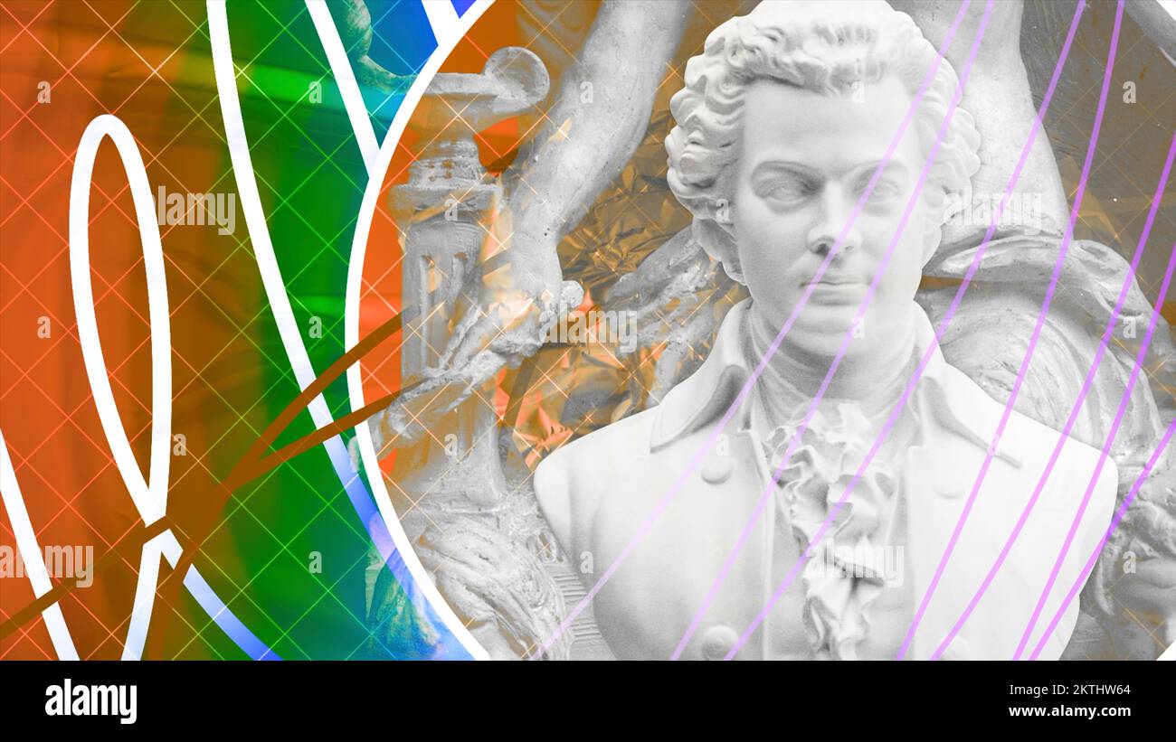 Colorful animation with figures and sculpture. Motion. Animation insert ...