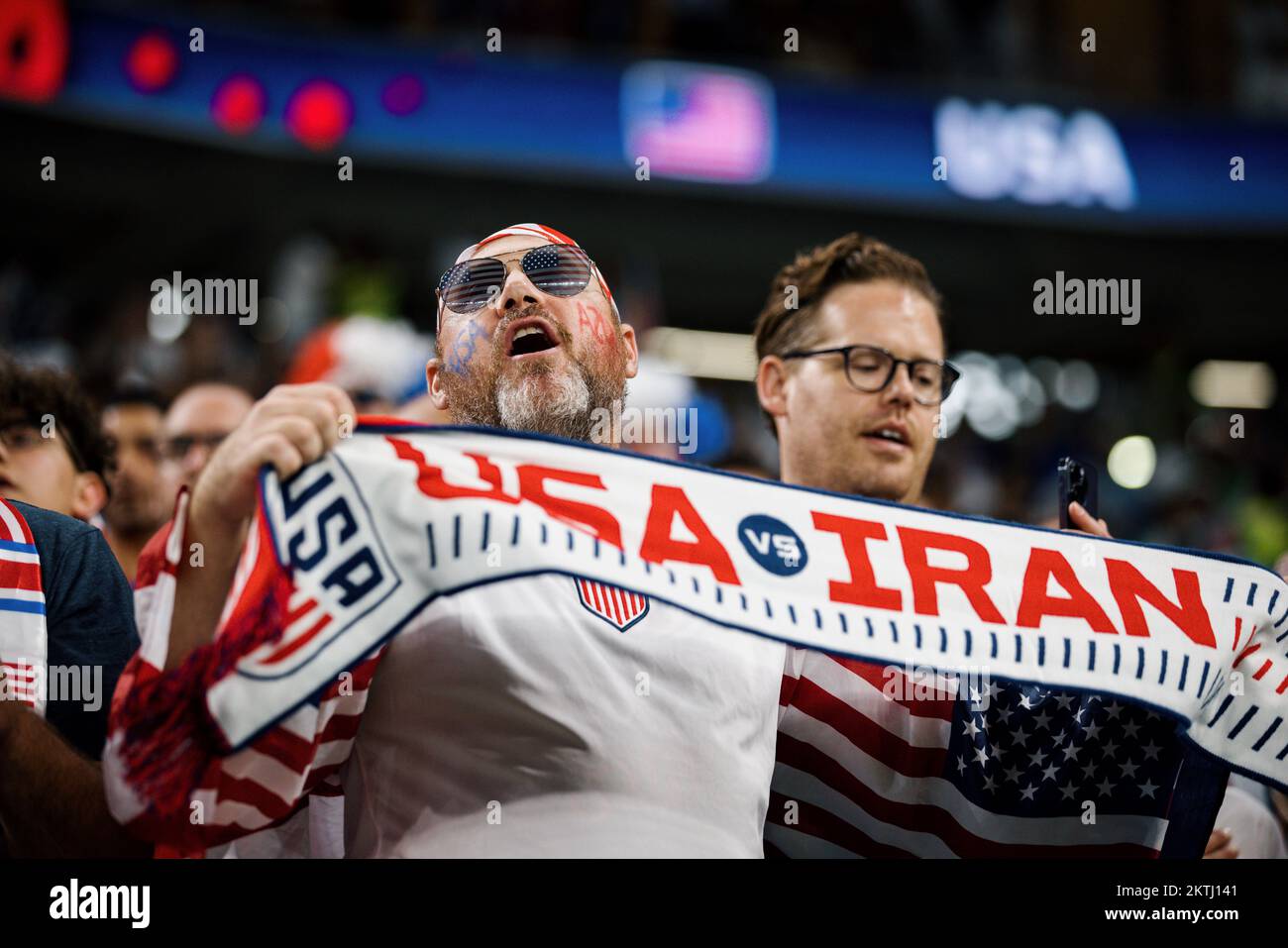 Doha, Catar. 29th Nov, 2022. Fans during a match between Iran and the ...