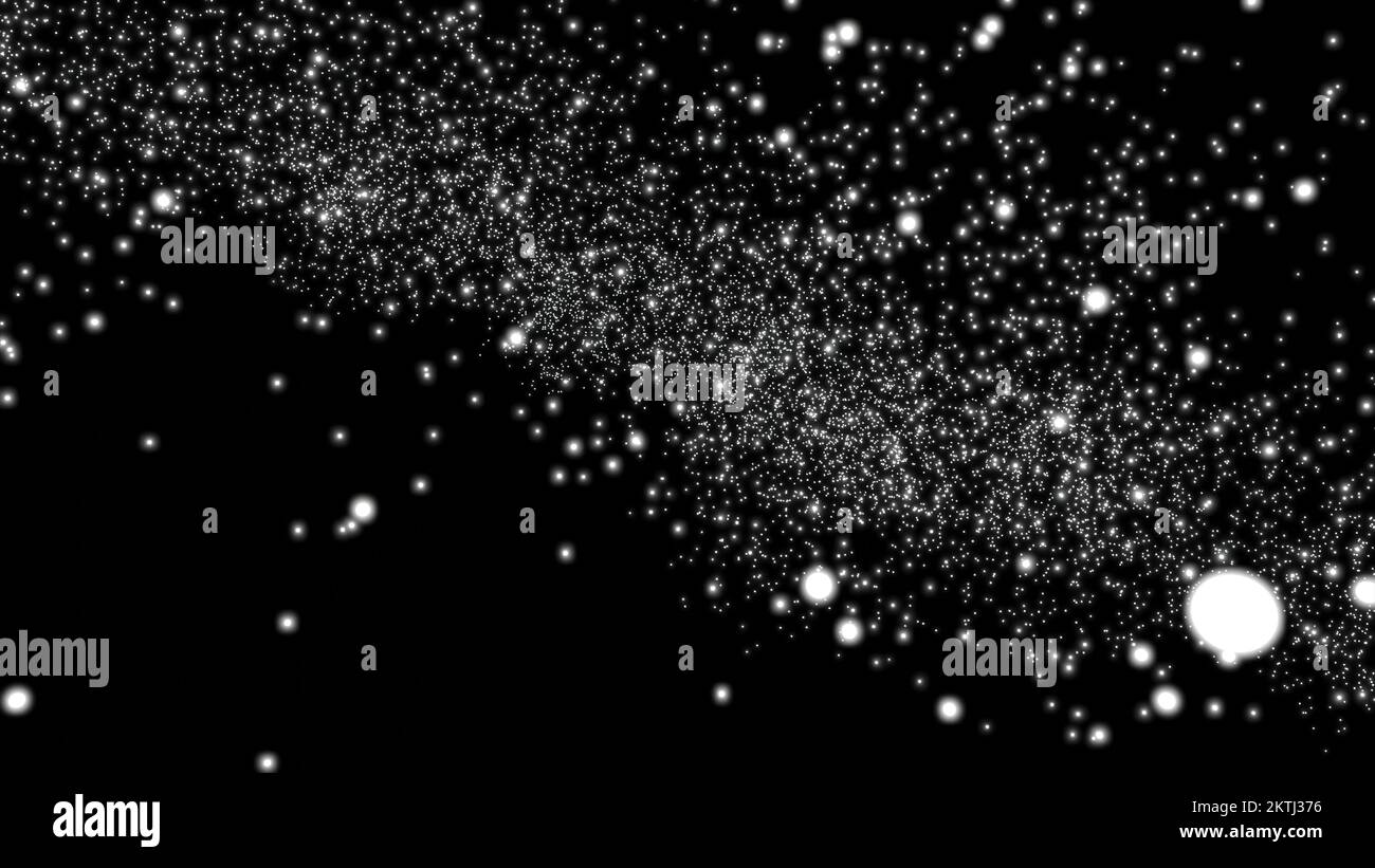 Animation with snow or particles on black background. Design. Falling ...