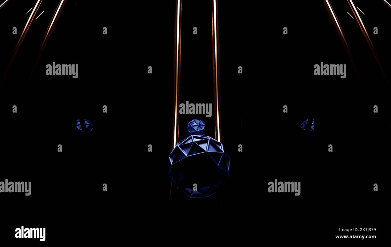 Dark animation. Design.Bright blue circles that roll down and fly ...