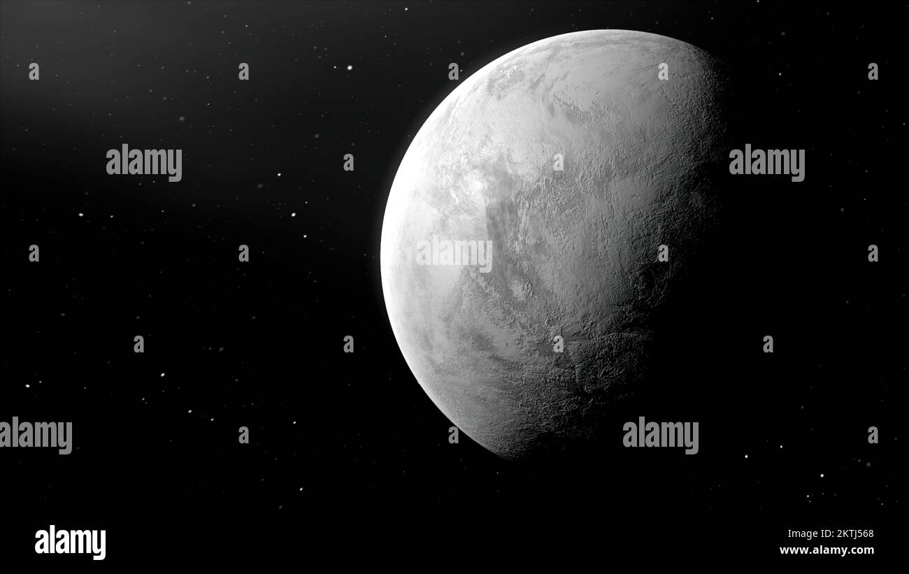 View of space. Motion.An illuminated moon in space with stars in ...