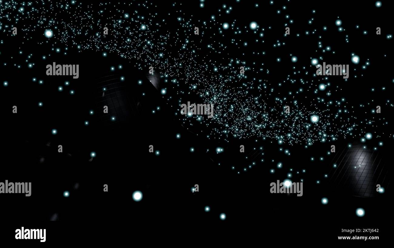 Dark background. Design.Small round particles in cartoon animation ...