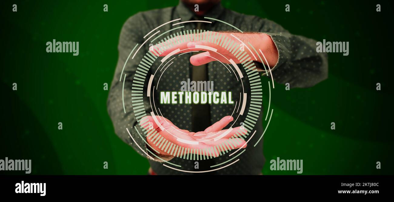 Hand writing sign Methodical, Business overview System of Methods used ...