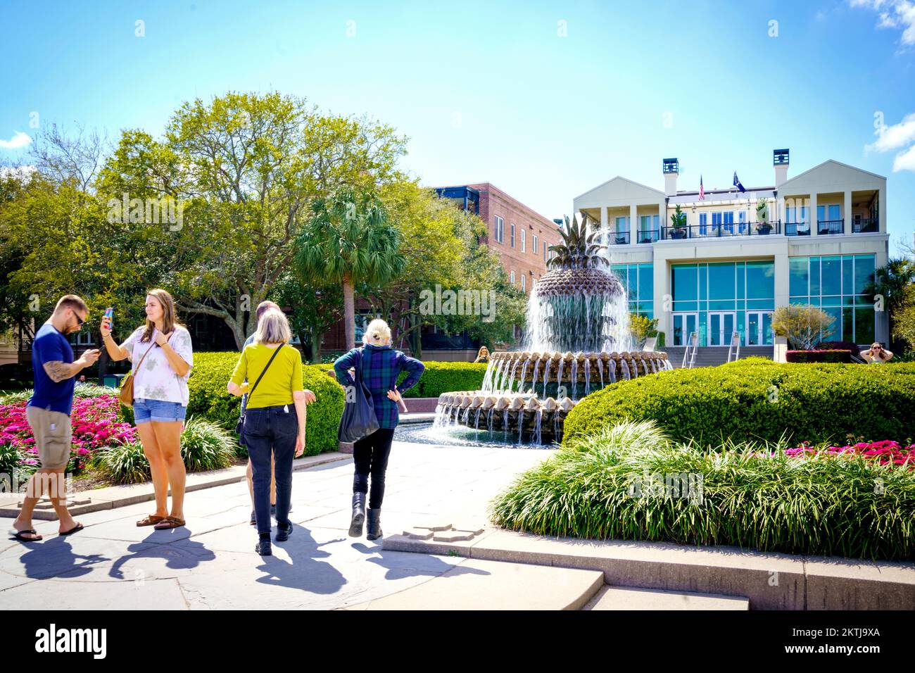 Multi-layered, pineapple-shaped fountain facing the waterfront, popular ...