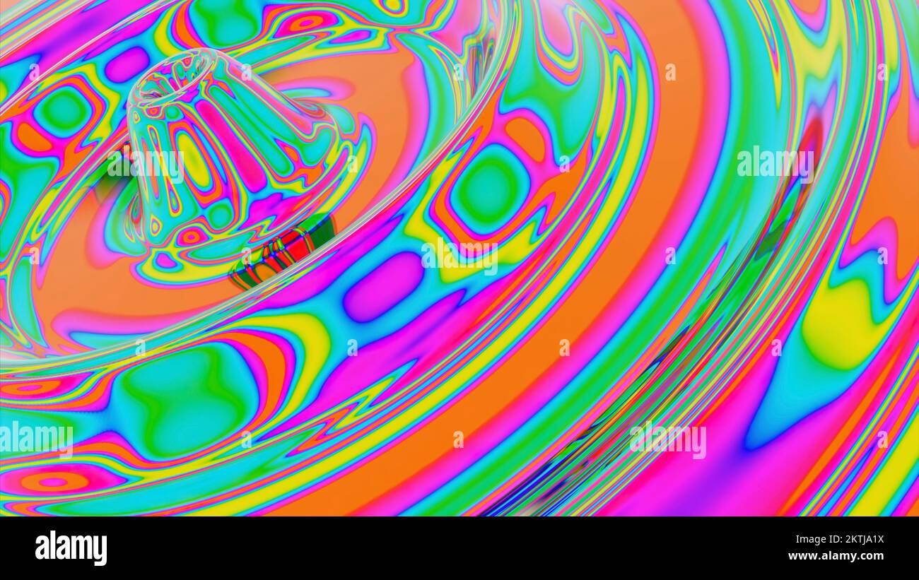Psychedelic colors in liquid with wave drops. Design. Psychedelic 3d ...
