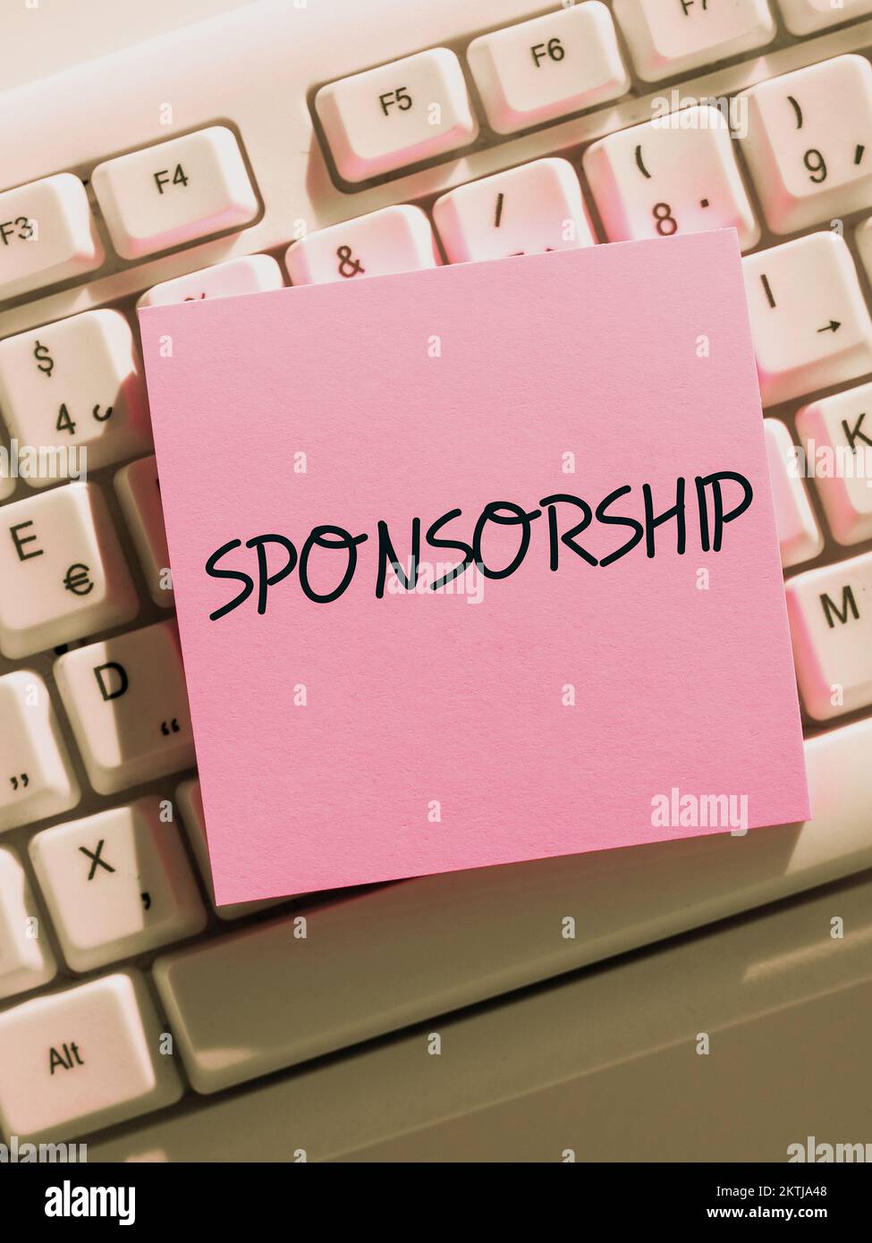 Text caption presenting Sponsorship, Word Written on Position of being ...