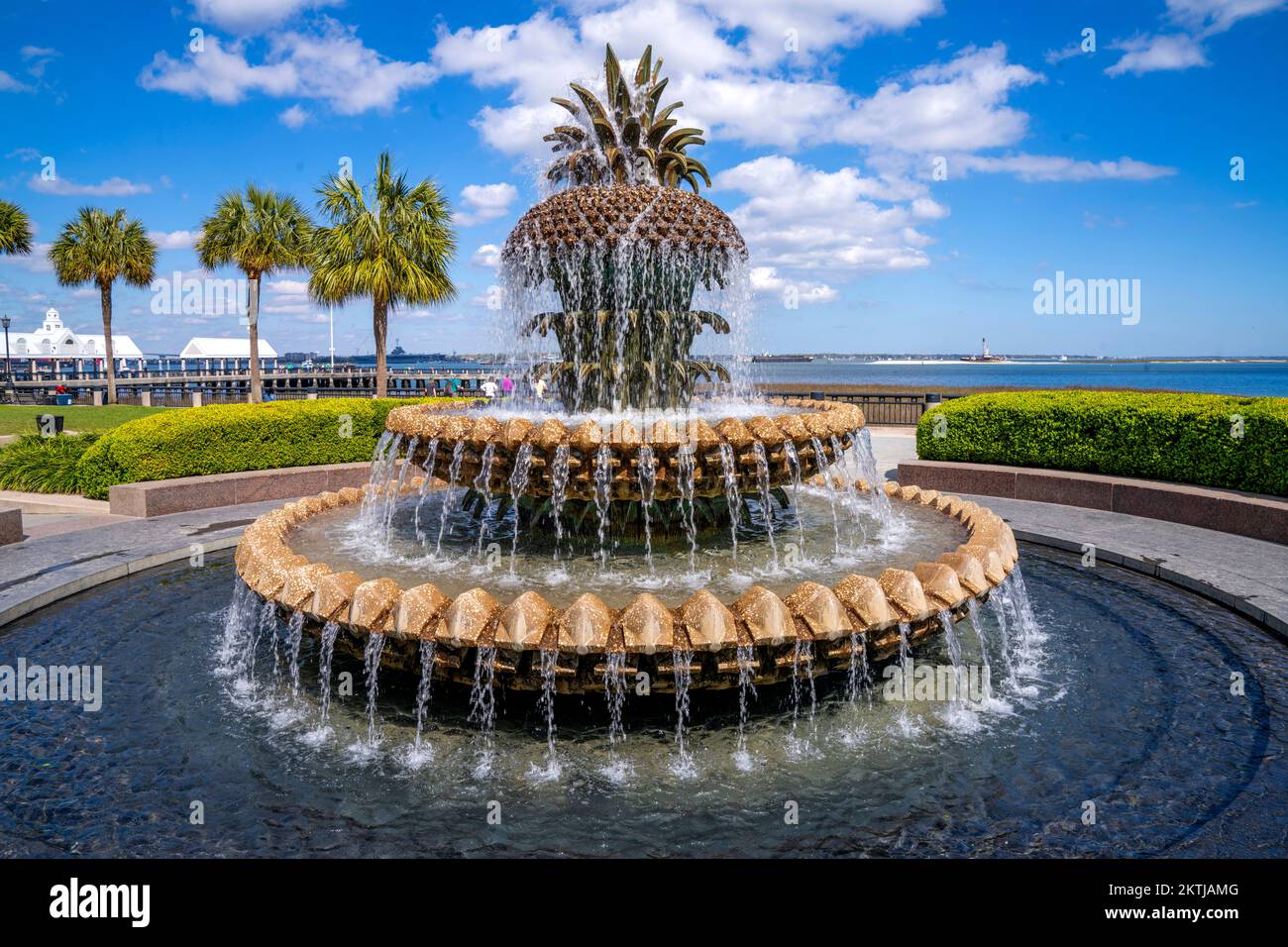 Multi-layered, pineapple-shaped fountain facing the waterfront, popular ...