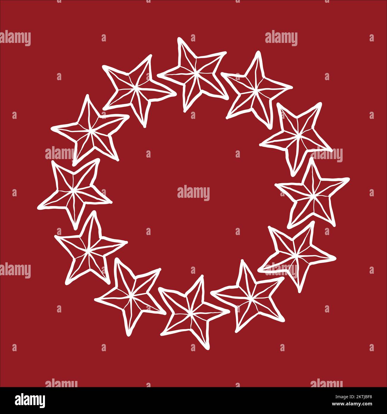 Star wreath. Round frame with line art star shapes Stock Vector Image ...