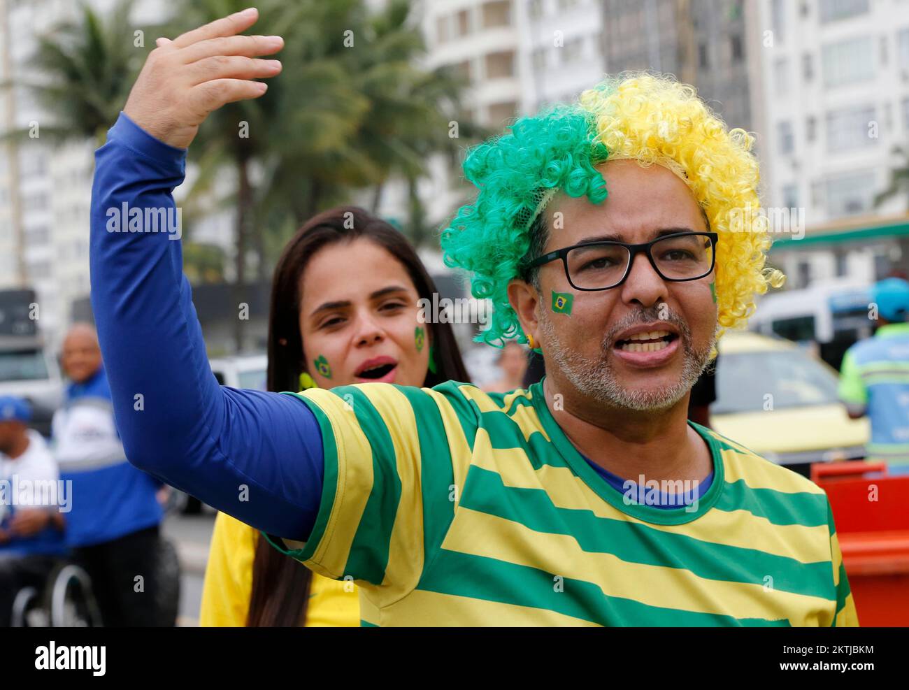 Brazilian fans gather at street party to support national soccer team ...