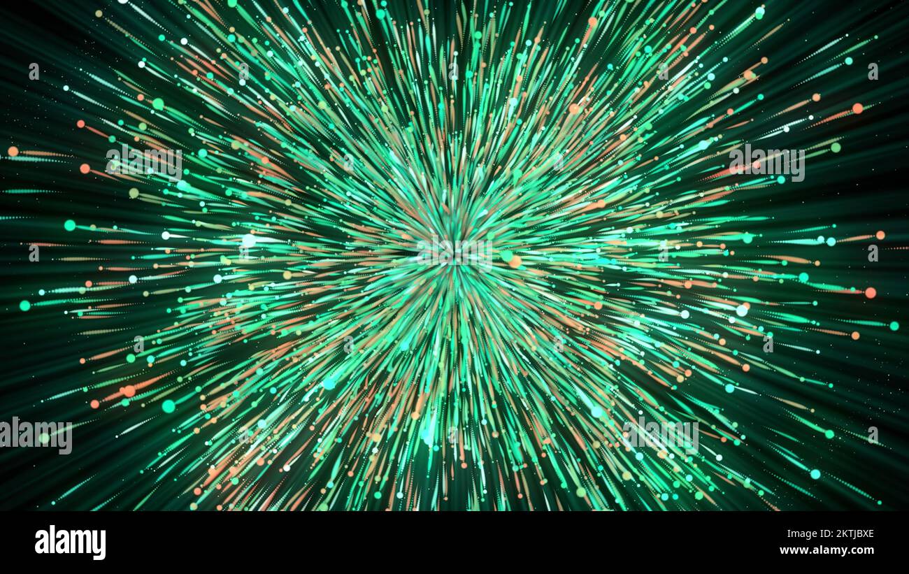 Black background. Motion.Multicolored rays of light that scatter in ...