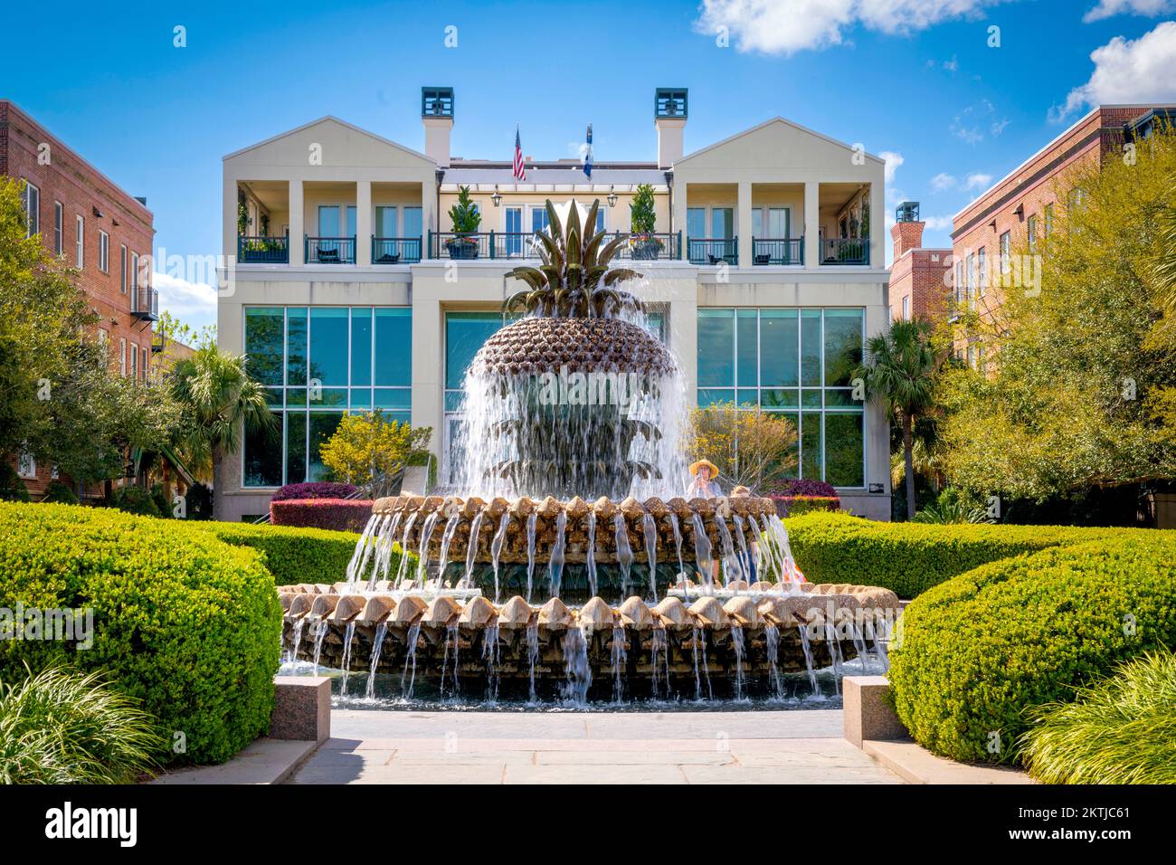 Multi-layered, pineapple-shaped fountain facing the waterfront, popular ...