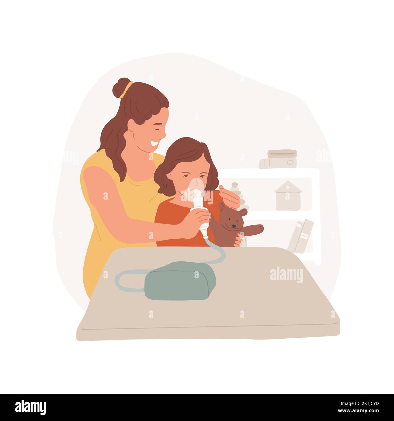 Inhalation isolated cartoon vector illustration. Family health ...