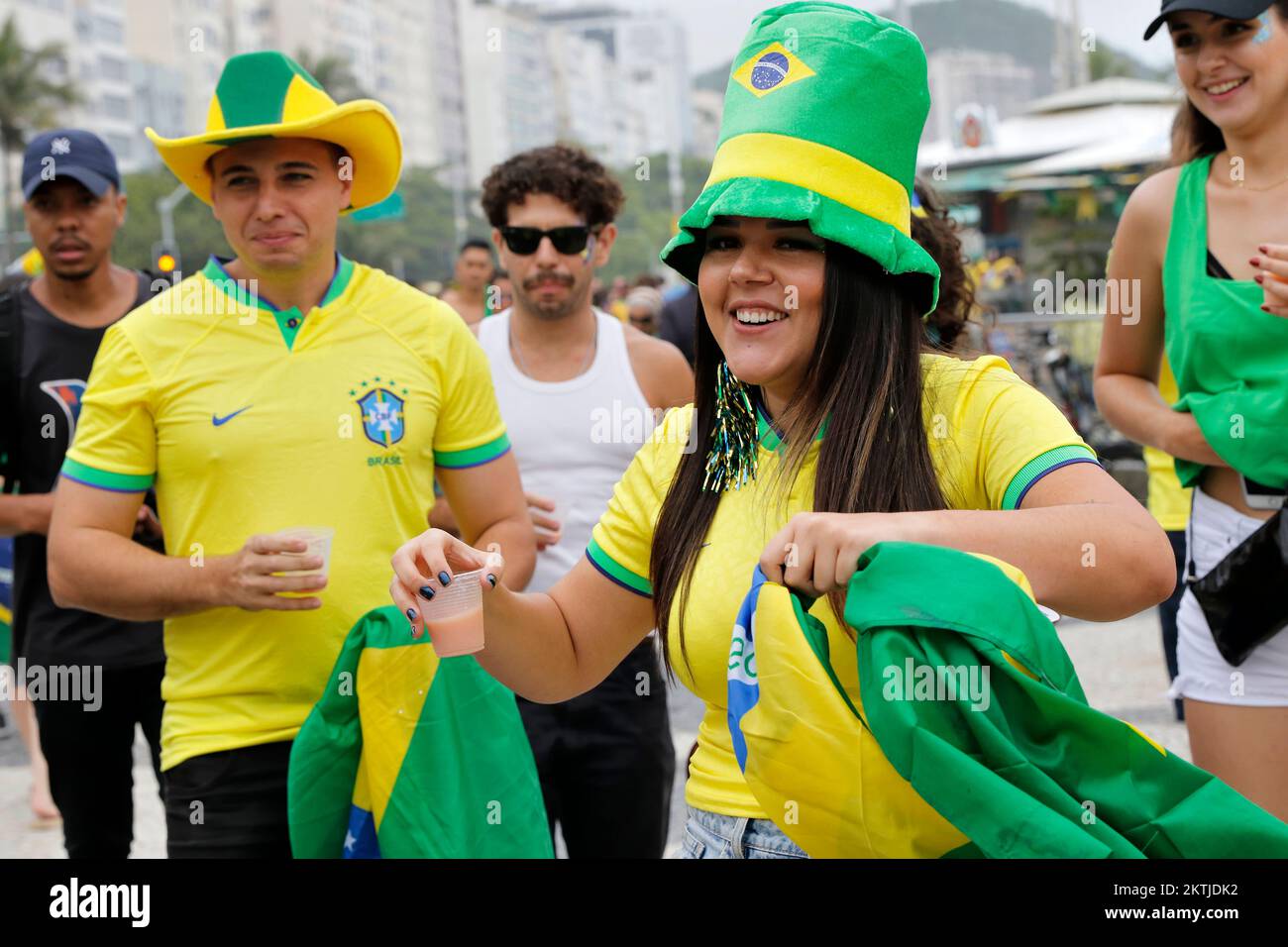Brazilian fans gather at street party to support national soccer team ...