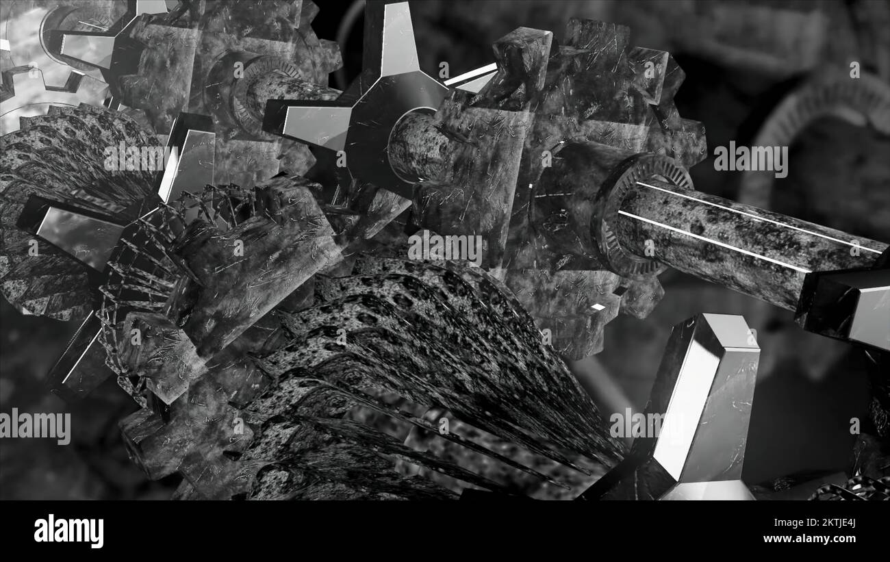 Grey and blue background. Motion.Metal mechanisms in animation that ...