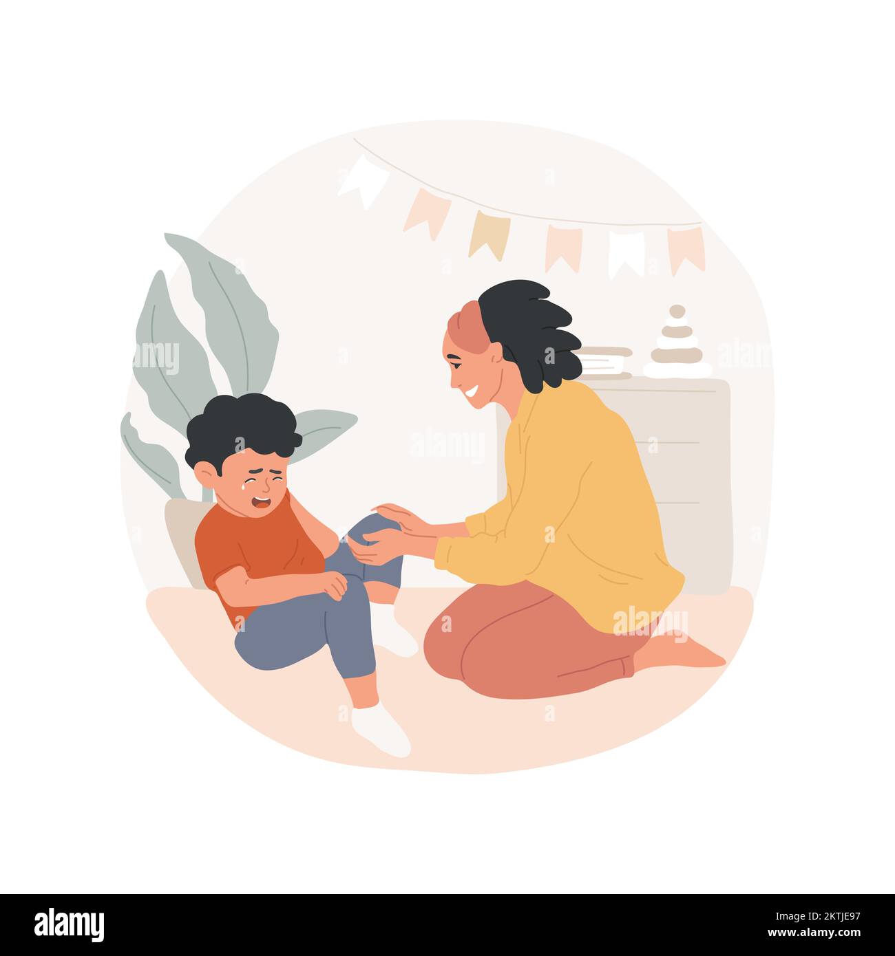 Comfort a crying child isolated cartoon vector illustration. Parent ...