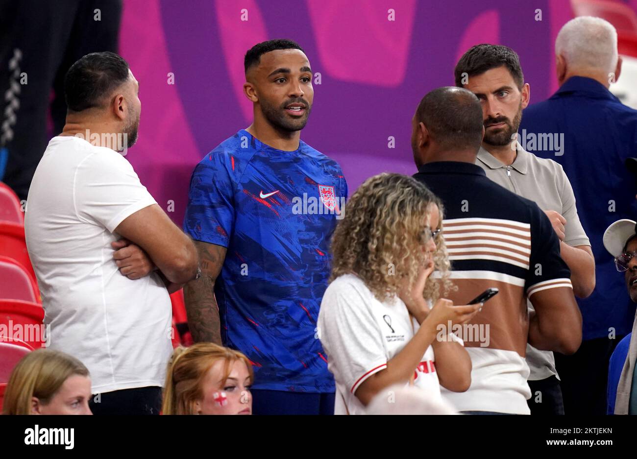 England's Callum Wilson (centre) after the match during the FIFA World ...