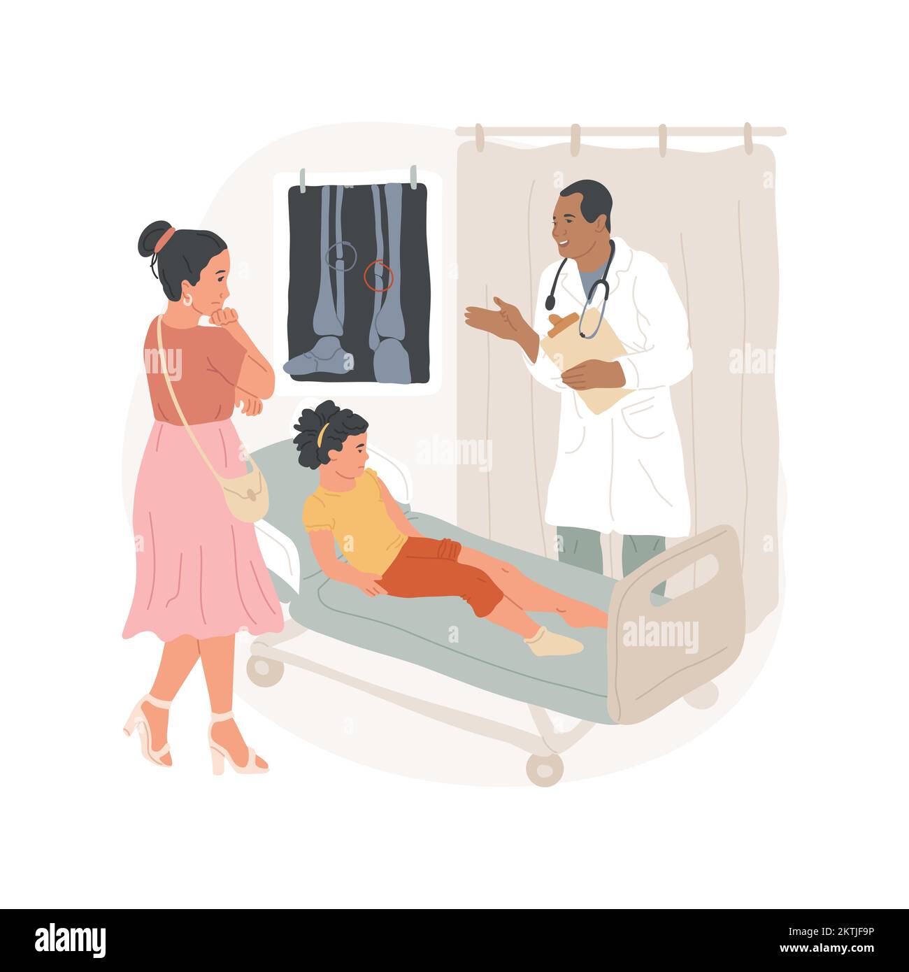 Bone fracture isolated cartoon vector illustration. Doctor making x-ray ...