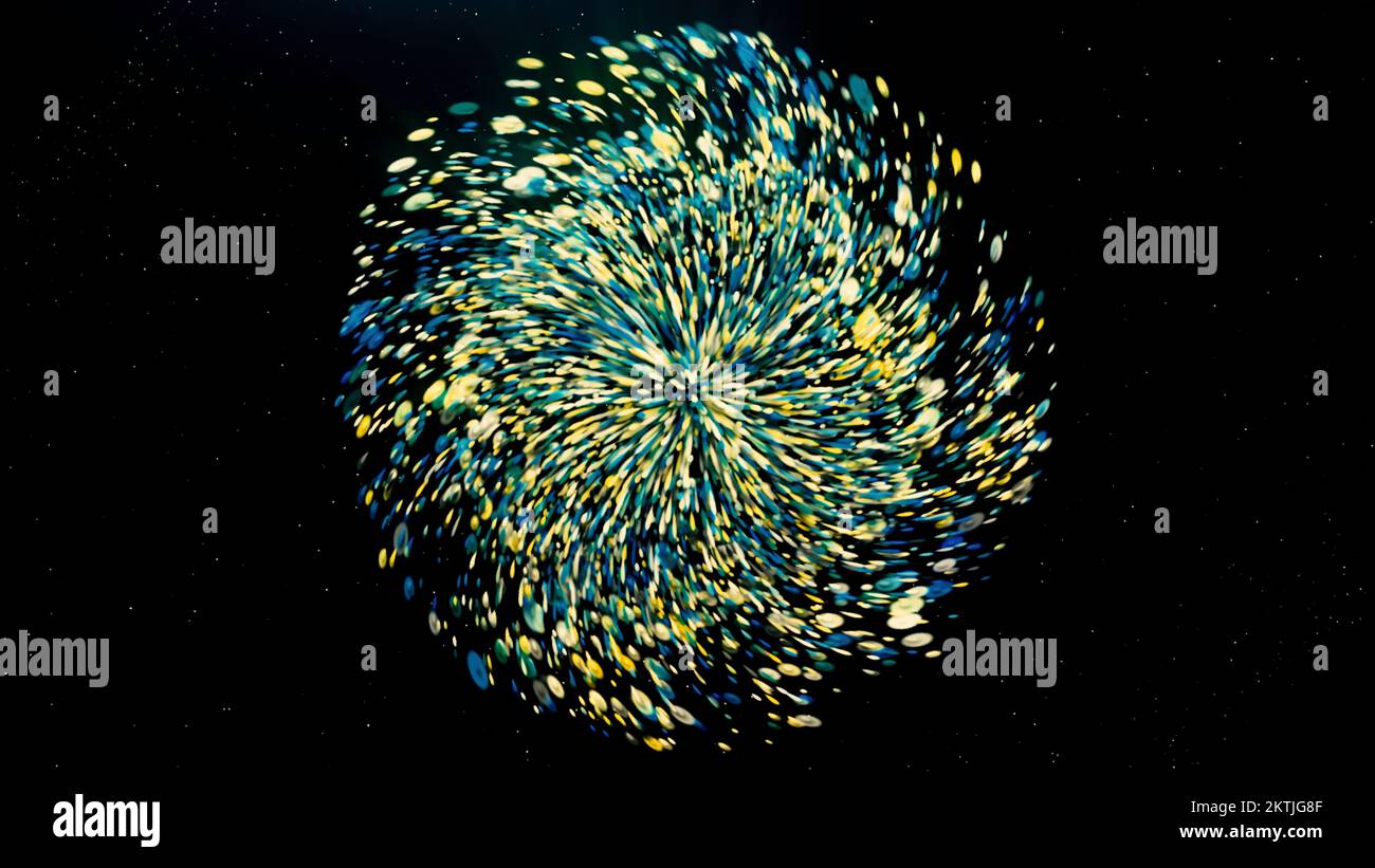 Turquoise funnel. Motion. Animation in which multicolored rays ...