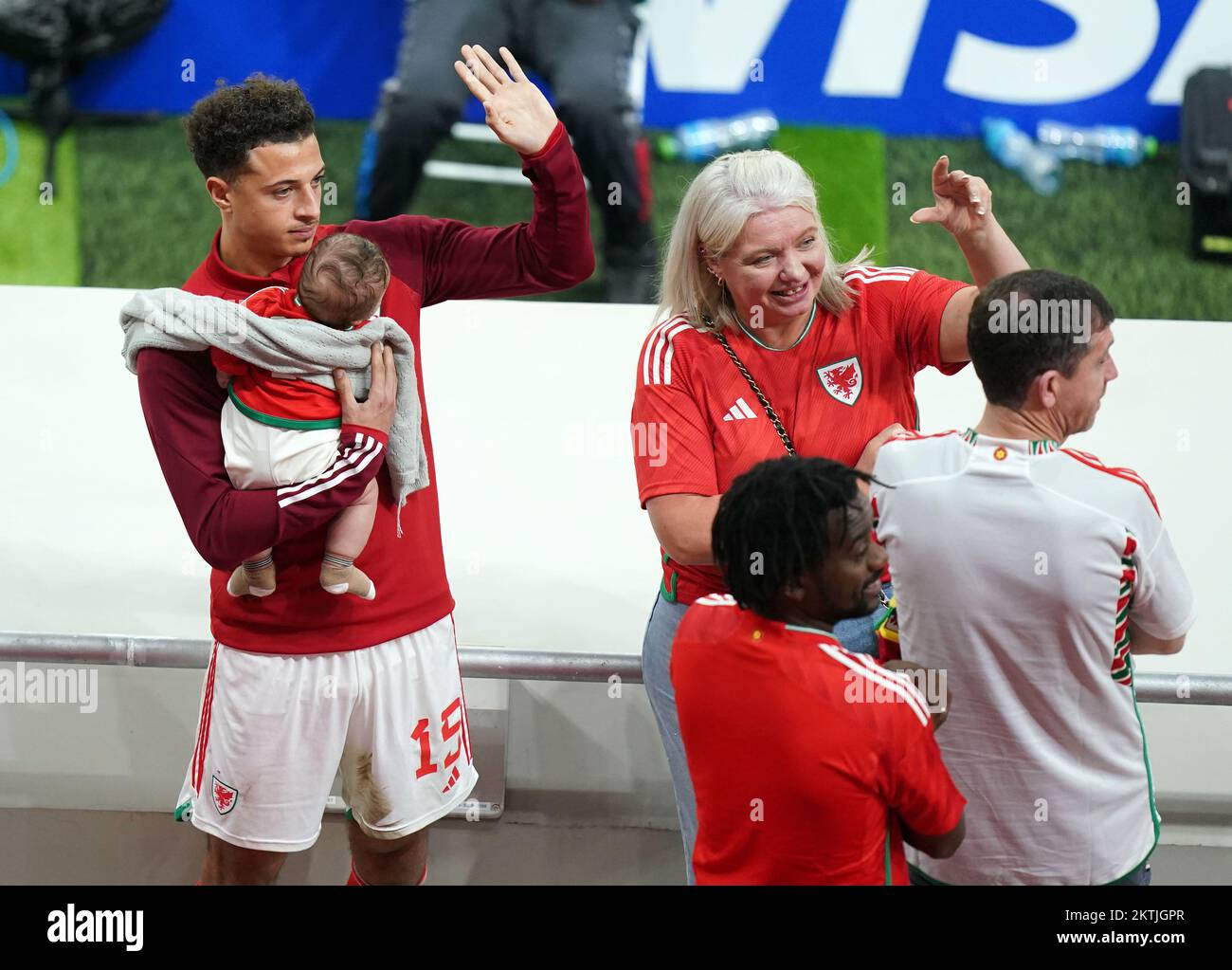 Wales' Ethan Ampadu with his family following the FIFA World Cup Group ...