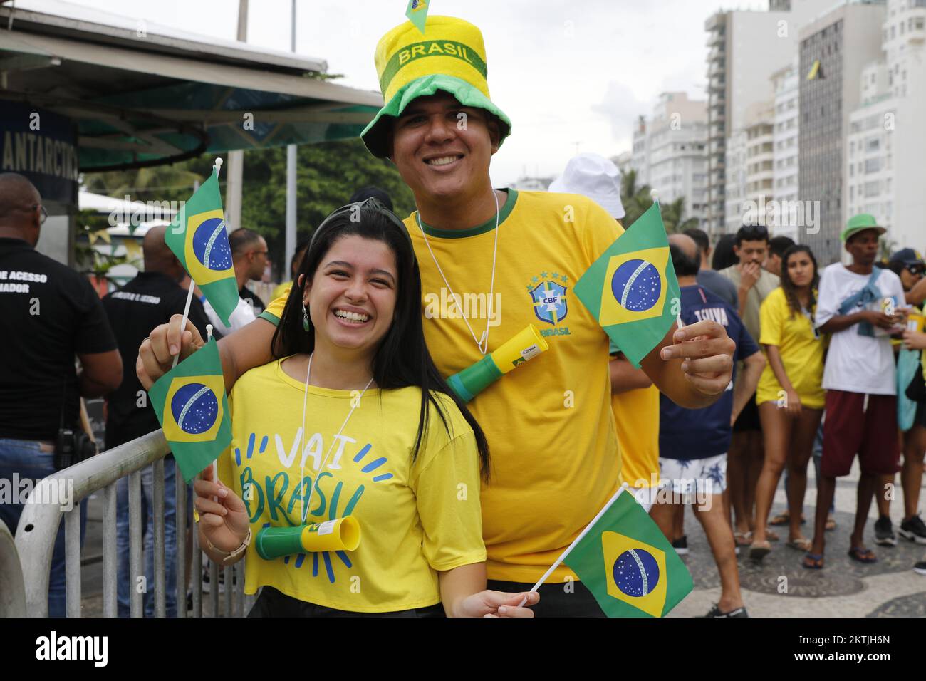 Brazilian fans gather at street party to support national soccer team ...