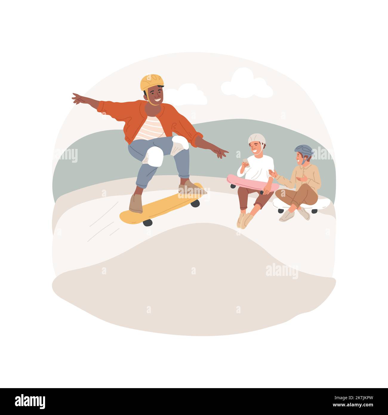 Skate park isolated cartoon vector illustration. Young skater teenage ...