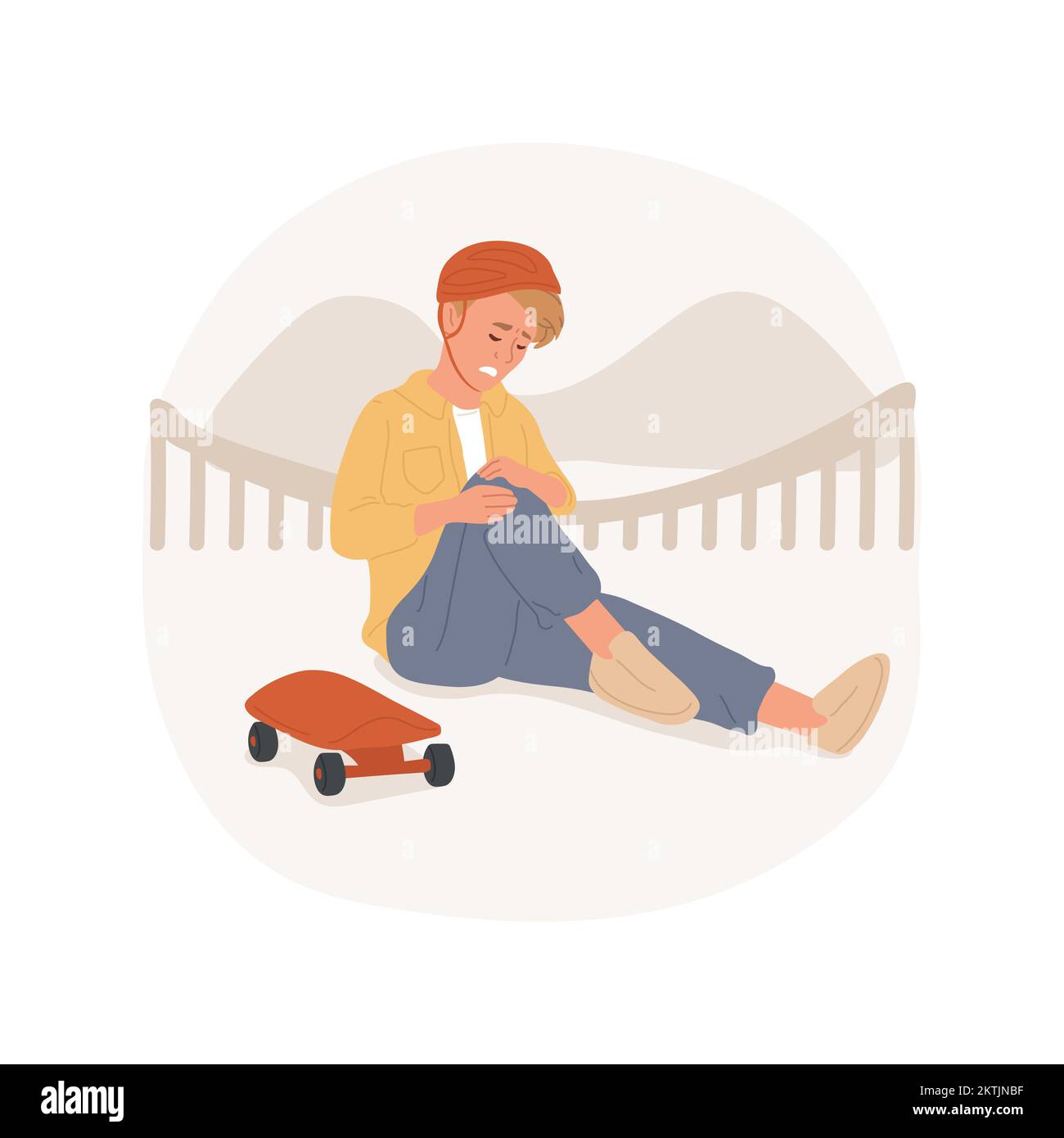 Injury isolated cartoon vector illustration. Teenage boy felling off ...