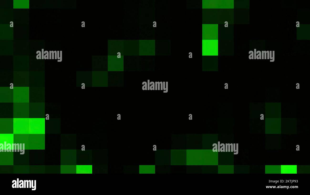 Background with moving pixels. Design. Colored pixels move on black ...