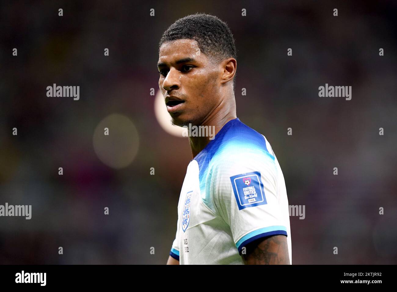 England's Marcus Rashford during the FIFA World Cup Group B match at ...