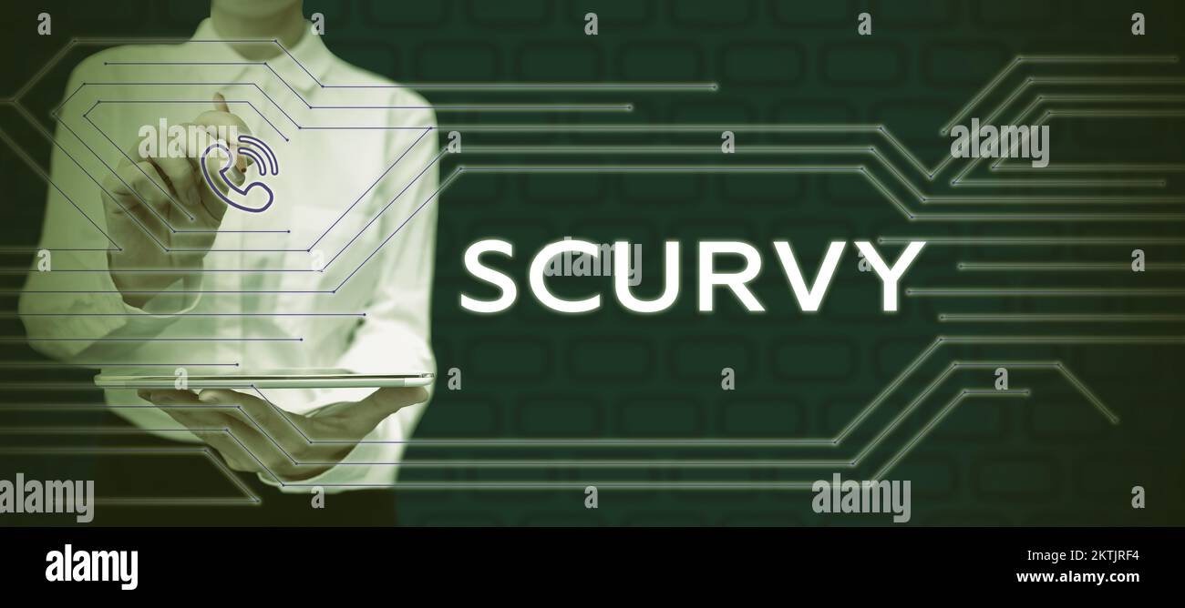 Hand writing sign Scurvy, Conceptual photo disease caused by a lack of ...