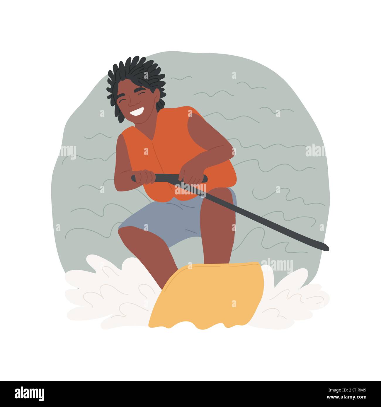 Wakeboarding isolated cartoon vector illustration. Young teen boy in ...
