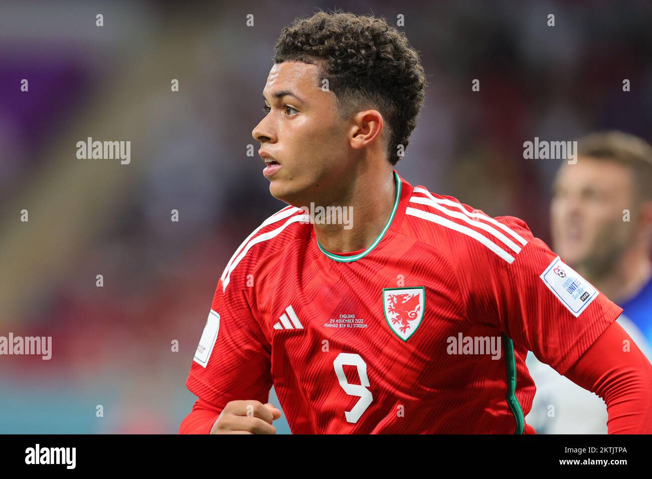 Ar Rayyan, Qatar. 29th Nov, 2022. Brennan Johnson of Wales looks on ...