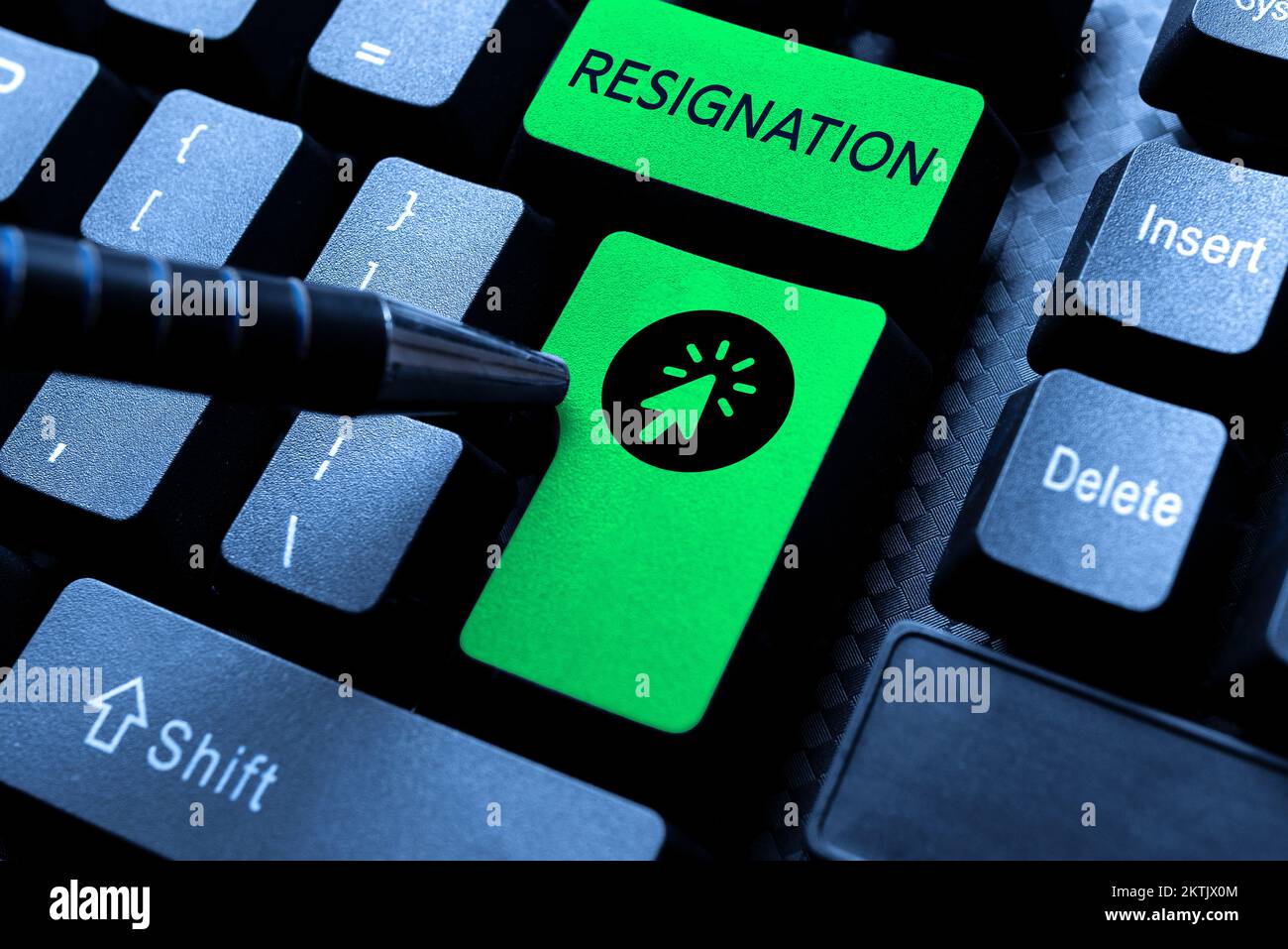 Conceptual caption Resignation, Business overview act of giving up ...